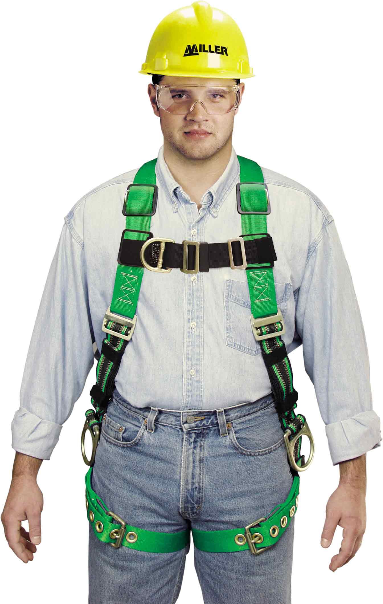 Miller by Honeywell P950FD-58/UGN DuraFlex Python Full-Body Harnesses with Vest Style Front D-Ring, Universal, Green