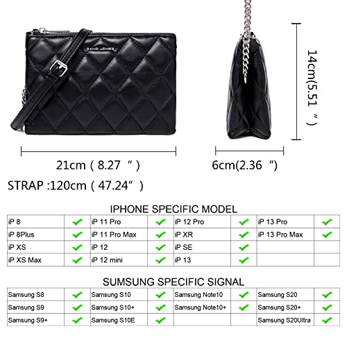 Quilted Black Crossbody Bags for Women,Faux Leather Lightweight Small Functional Shoulder Purses with Chain Strap Stylish Clutch Purse
