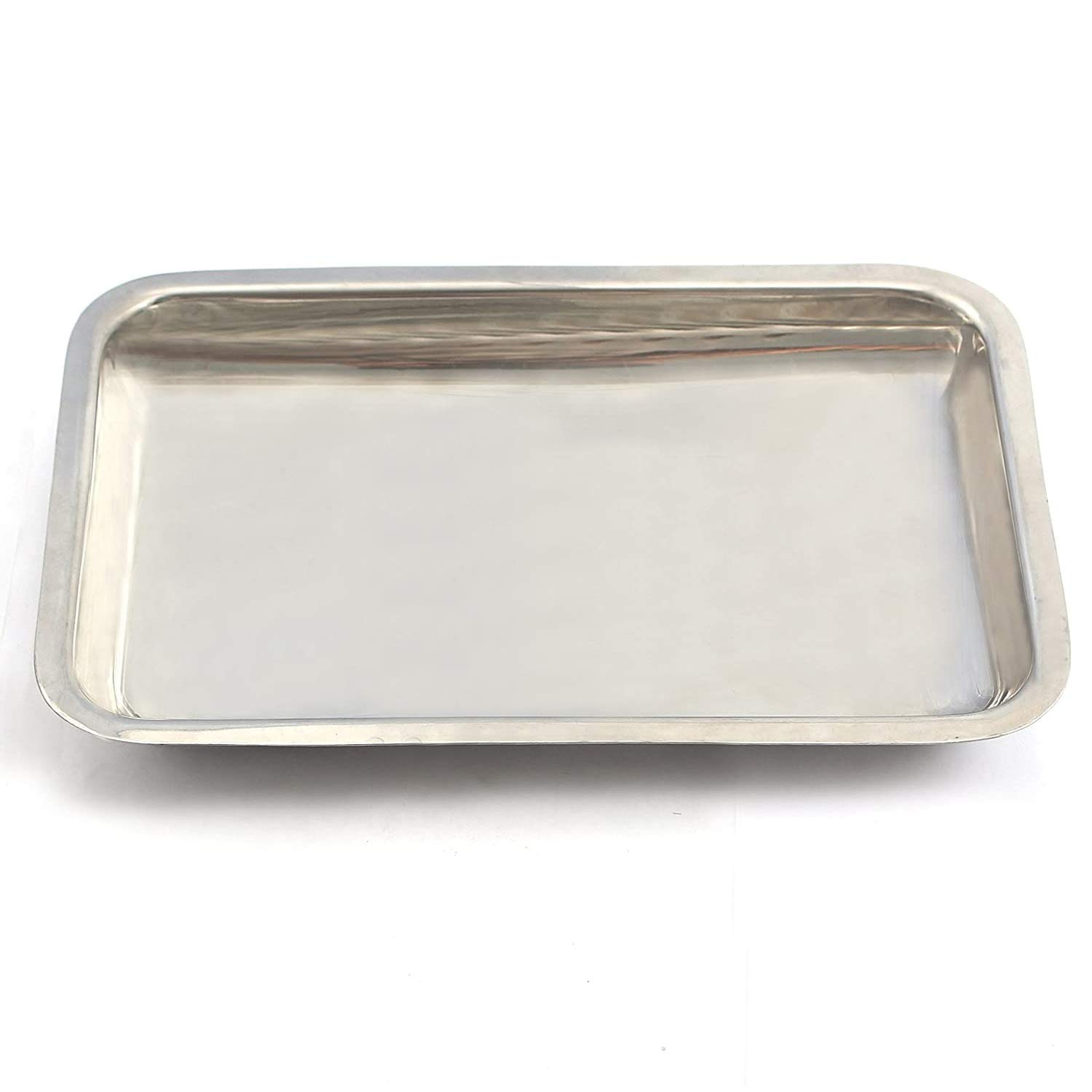 DDP Vanity Organizer Tray for Hand Towels, Makeup, Beauty Products - Brushed Stainless Steel - 6.5" 10" X 1"