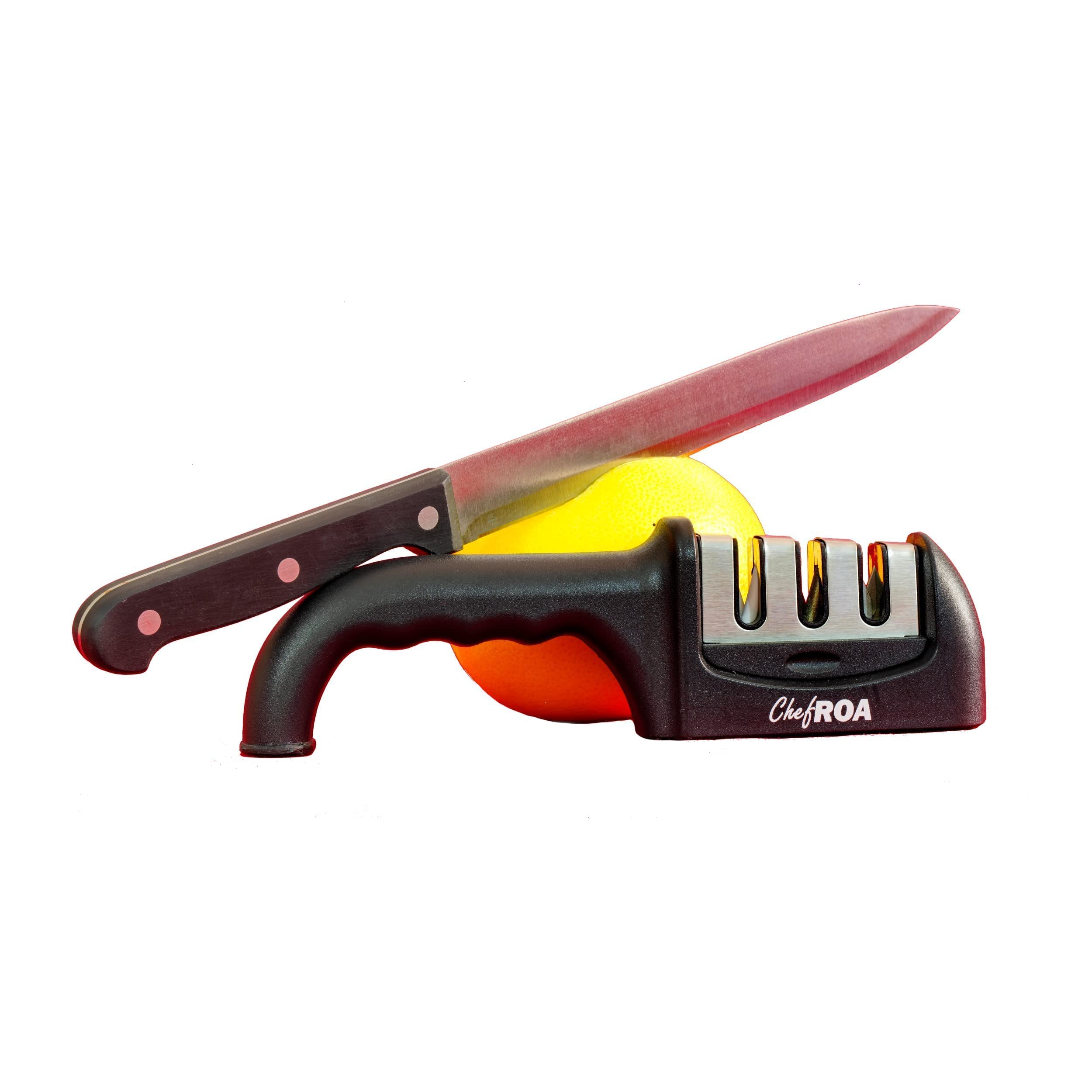 CHEF ROA Knife Sharpening Tool for Chef Knives - Blade Repair, Poket Knives,Restore, Black