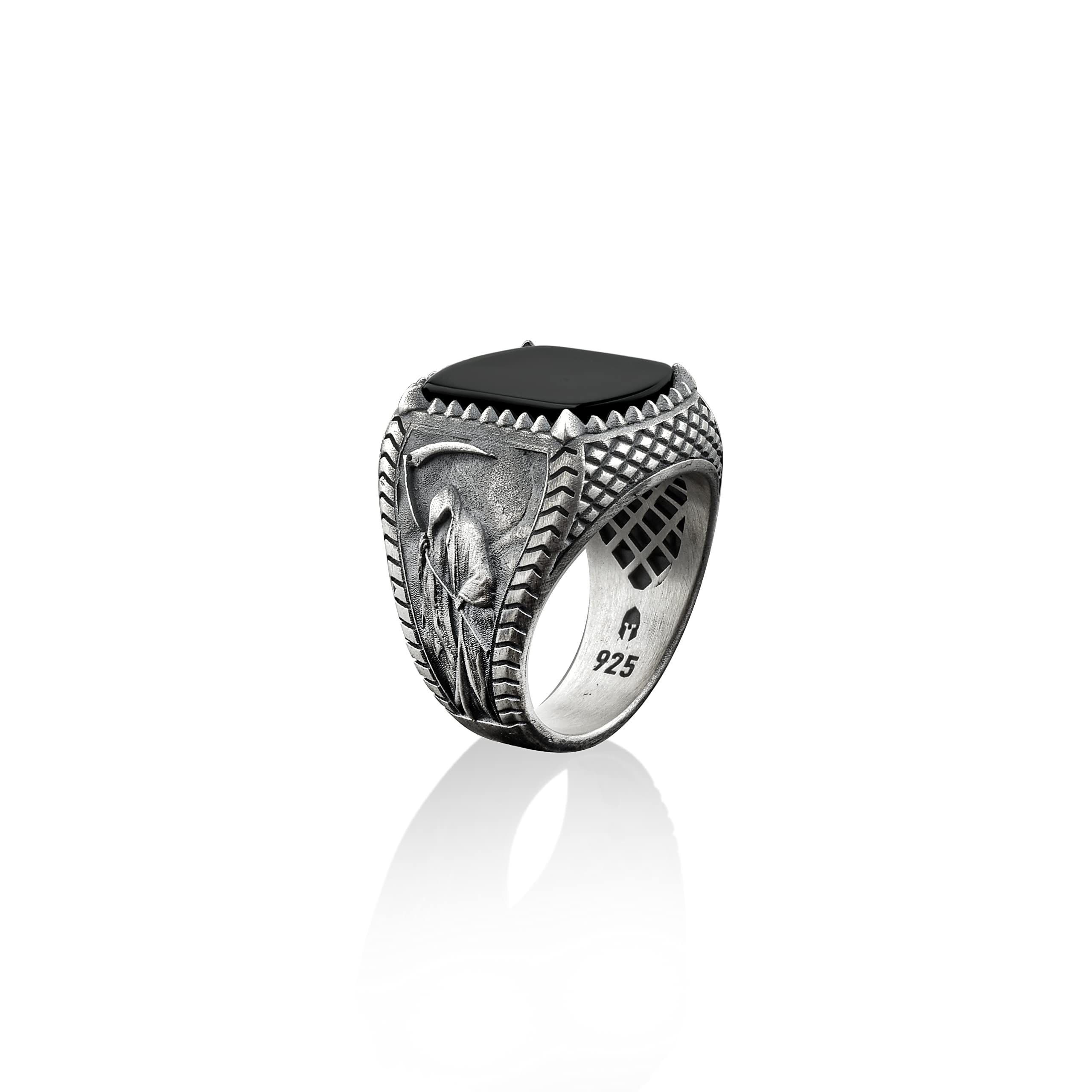 BySilverStone Jewelry Silver Onyx Gemstone Azrael Men Ring, 925 Silver Gothic Ring, Fantasy Ring, Gemstone Ring, Silver Onyx Jewelry, Punk Ring, Gift For Men's