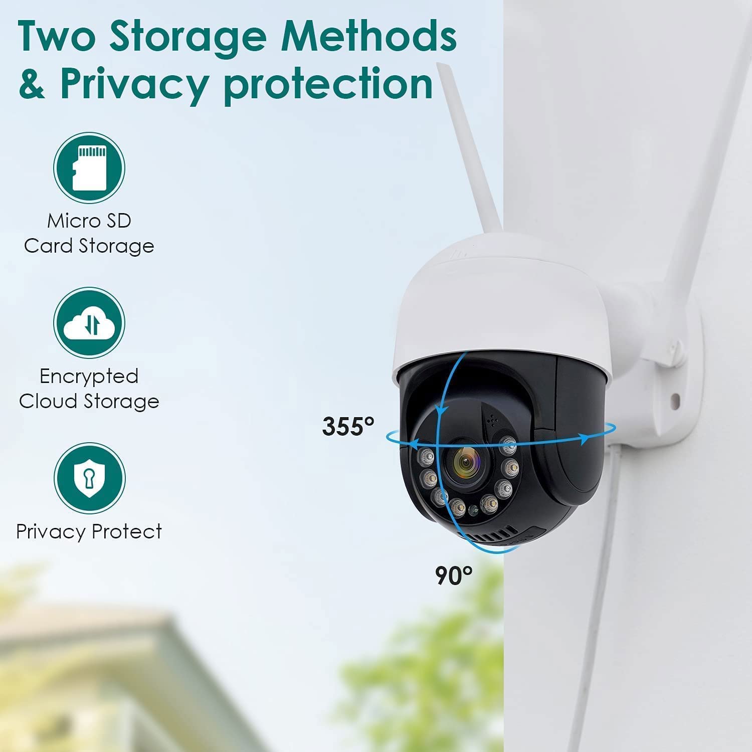ELECCTV 2K 3MP Security Pan Tilt Wireless Outdoor Cam, WiFi Surveillance Camera with 360°View, Human AI Motion Tracking, 2 Way Audio, Waterproof, Color Night Vision, SD Card &Cloud Storage(4Pack)