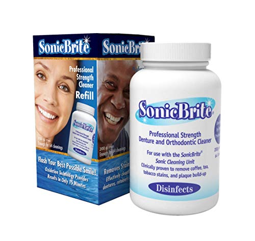 SonicBrite: High Intensity Dental Cleaning Powder β Freshen Your Dentures, Retainers, Night Guards and Aligners β Powerful Formula Removes Stains, & Plaque