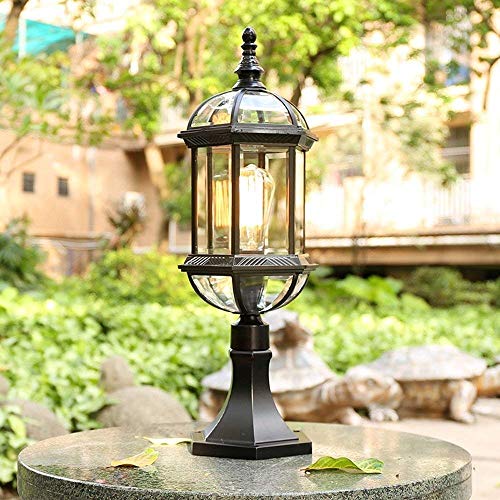 ZZYJYALG European Luxury Glass Post Light IP54 Outdoor Waterproof E27 Garden Light Aluminum Alloy Retro Lantern Home Villa Hotel Pillar Light Courtyard Aisle Street Lamp