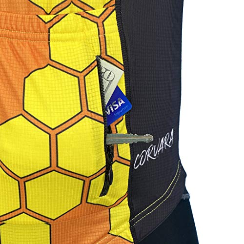 CORVARA BIKE WEAR Men's Save The Bees Cycling Short Sleeve Bike Jersey (Large) Yellow