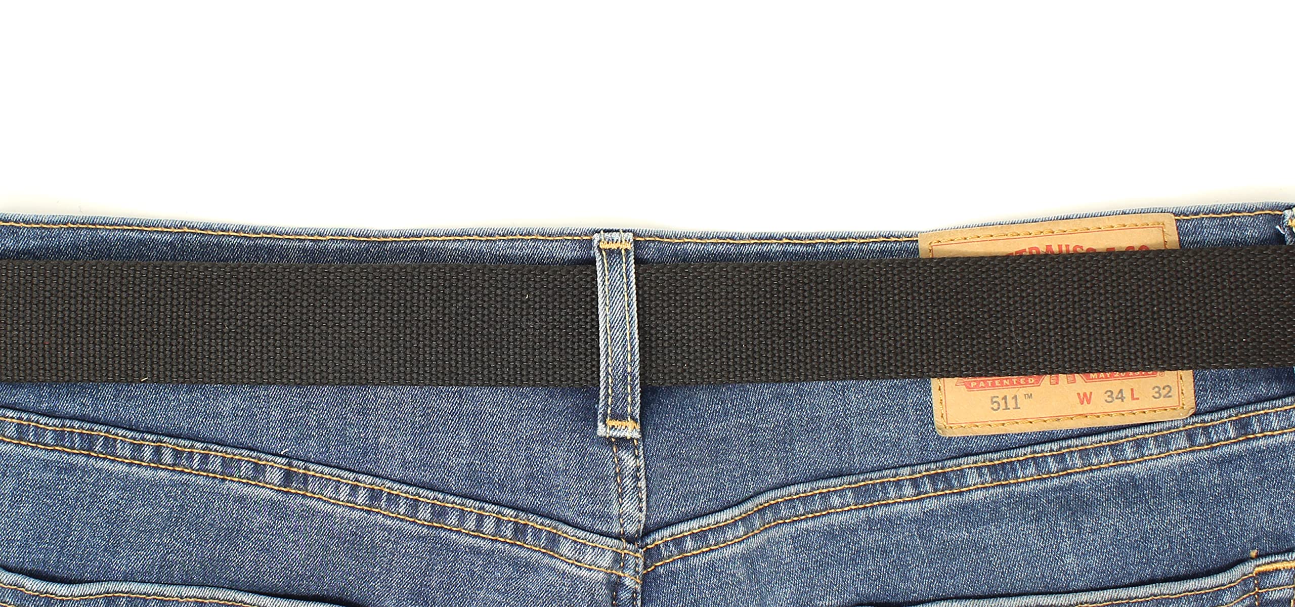 Canvas Web Belt Flip-Top Black Buckle/Tip Solid Color 50" Long 1.5" Wide (Black)