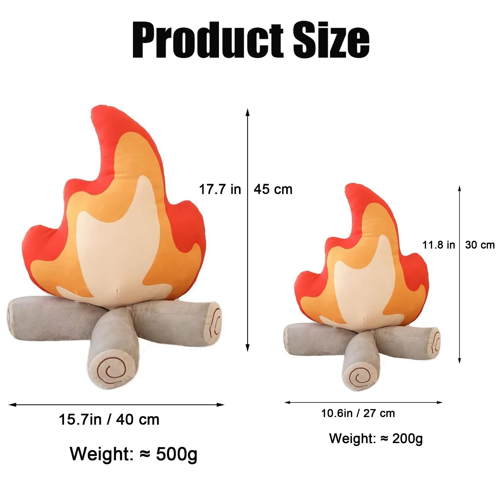 Chilifuli Funny Campfire Plush,12 in Simulation Fake Campfire Pillow, Soft Simulation Bonfire Stuffed Plushies Doll Fake Fire Firewood Plush Pillow, for Outdoor Camping Room Decor Kids Gifts (12 in)