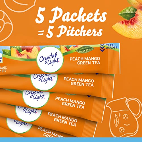 Crystal Light Sugar-Free Peach Mango Green Tea Naturally Flavored Powdered Drink Mix 60 Count Pitcher Packets