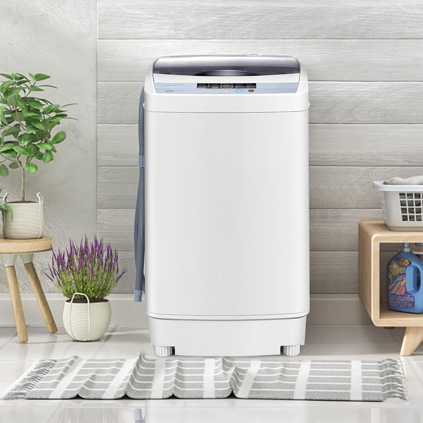 Casart Washing Machine Portable Compact 9.92lbs Capacity Full-Automatic W/Drain Pump,10 programs 8 Water Level 1.34 Cu.ft Cloth Washer and Spinner
