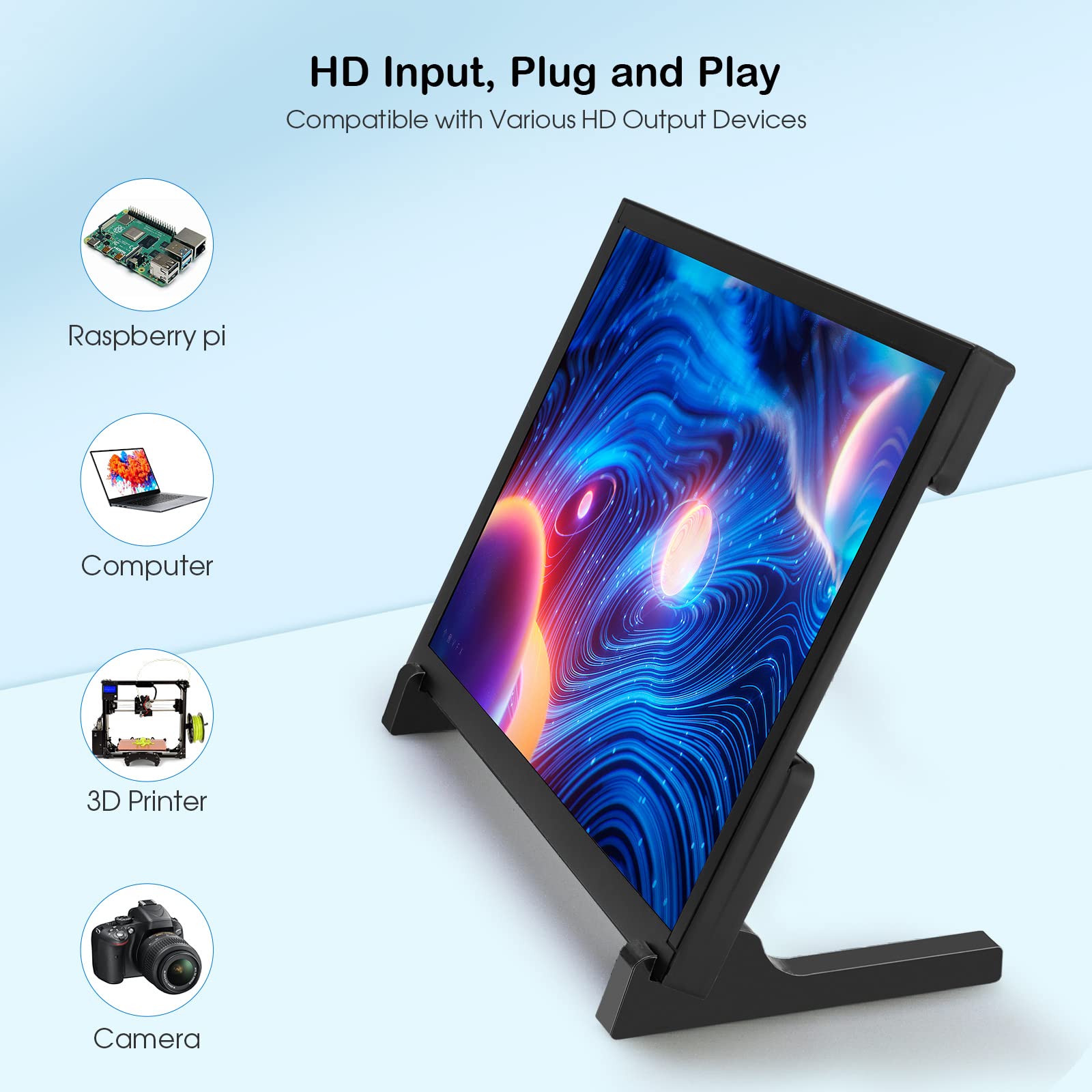 ELECROW Touchscreen Monitor 10.1 inch Touch Screen IPS 1280x800 LCD Display Small Monitor Compatible with Raspberry Pi Jetson Nano PC