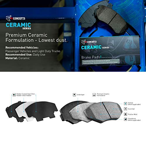 R1 Concepts Front Rear Brakes and Rotors Kit |Front Rear Brake Pads| Brake Rotors and Pads| Ceramic Brake Pads and Rotors |Hardware Kit|fits 2003 Subaru Forester