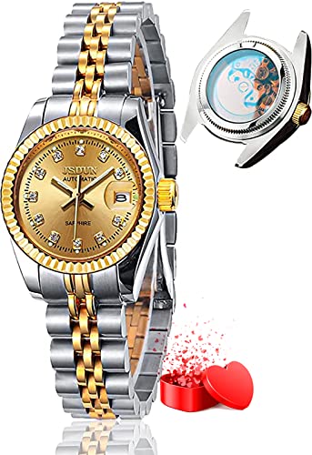 OLEVS Automatic Watches for Womens Ladies Gold and Silver Two Tone Stainless Steel Waterproof Date Wrist Watches Luxury Dress Classic Style