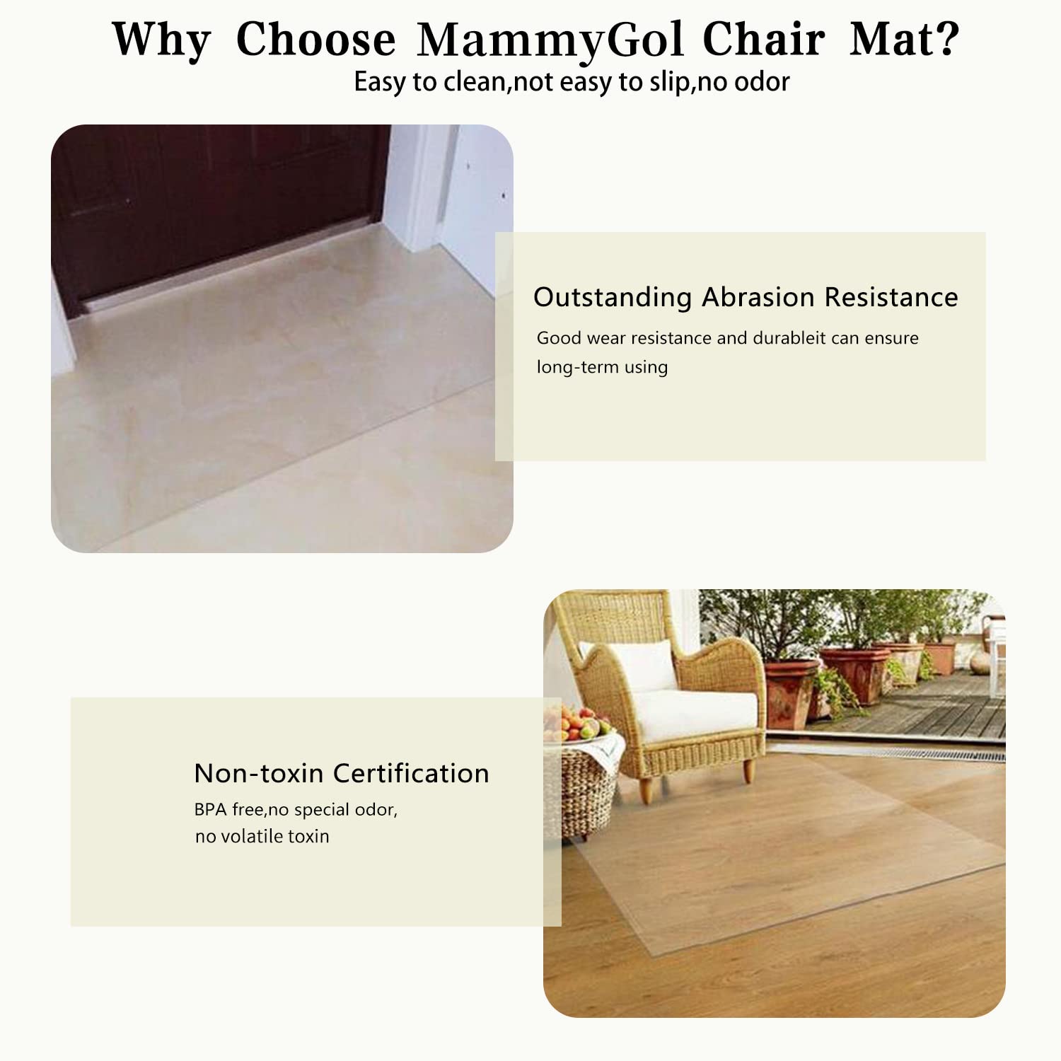 Chair Mat for Hard Floors, 30" X 48" Black Chair Mat, Computer Gaming Rolling Desk Chair Mat for Tile Floor, Small Floor Protection Mats for Home and Office (Rectangle)
