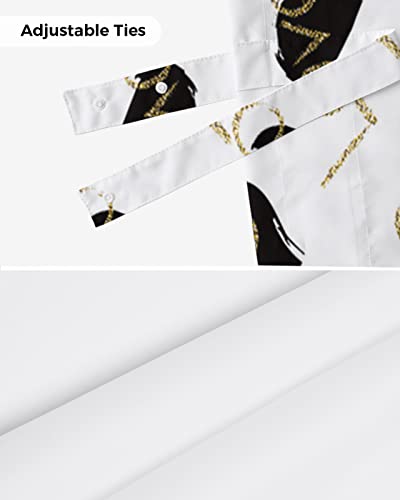 Tie-Up Valance Curtains for Window - Happy Valentine's Day Gold Love Black and White Heart Kitchen Valance - Light Filtering Valance Curtains Short Curtains with Adjustable Tie 42"x12"
