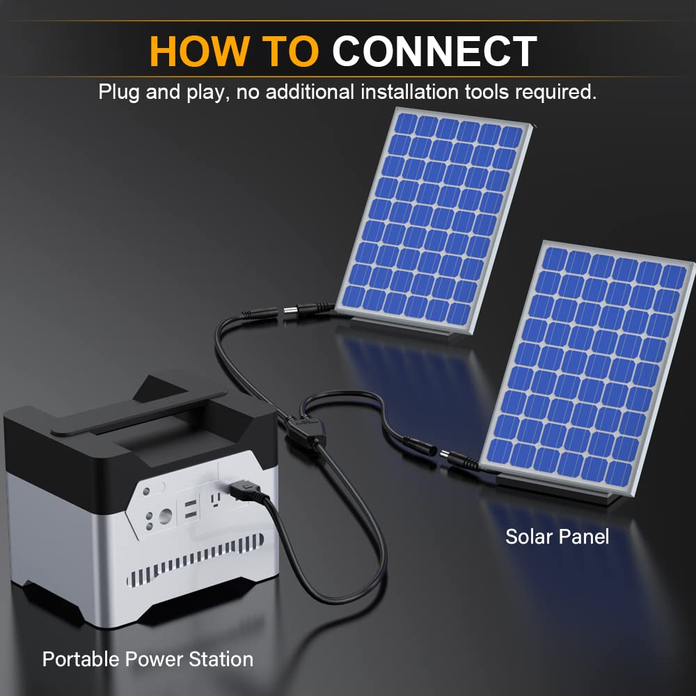 ELECTOP DC 8mm Y Branch Parallel Adapter 14AWG 8mm Female to XT60 Female Solar Panel Adapter 8mm DC Power Plug with DC 5.5x2.5mm Converter for Jackery GZ Yeti Solar Generator Portable Power Station