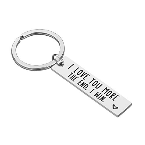 Couple Keychains for Boyfriend Girlfriend - Valentineās Day Gifts I Love You More The End I Win Couple Keyring for Wife Husband Boyfriend Girlfriend Gifts for Him Her