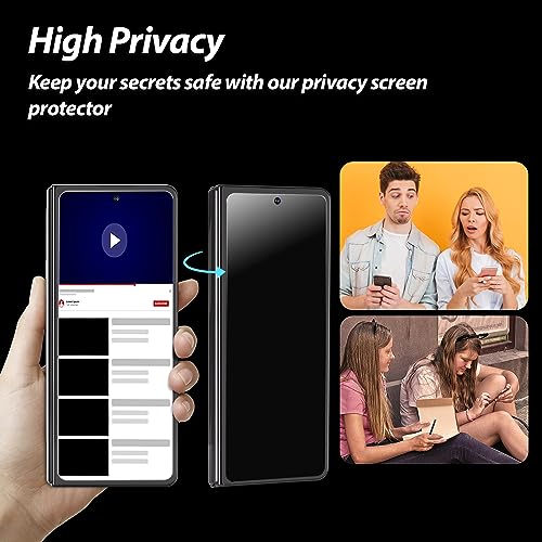 Whitestone 2PACK EA GLASS Privacy Screen Protector for Galaxy Z Fold 5 2023, Full Coverage Private Tempered Glass Shield [Easy Install] - Two Pack
