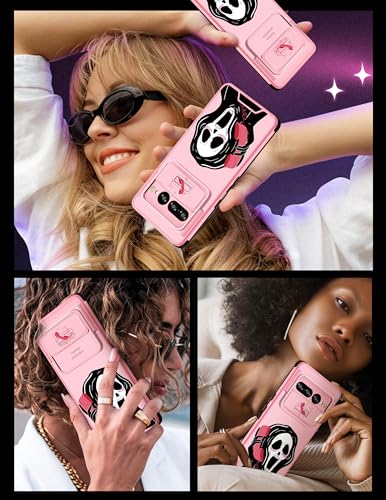 Goocrux for Google Pixel 7 Pro Case Skeleton for Women Girls Cute Skull Phone Cover Gothic Design Aesthetic with Slide Camera Cover Funny Goth Cool Cases for Pixel 7 Pro 5G 6.7 inch