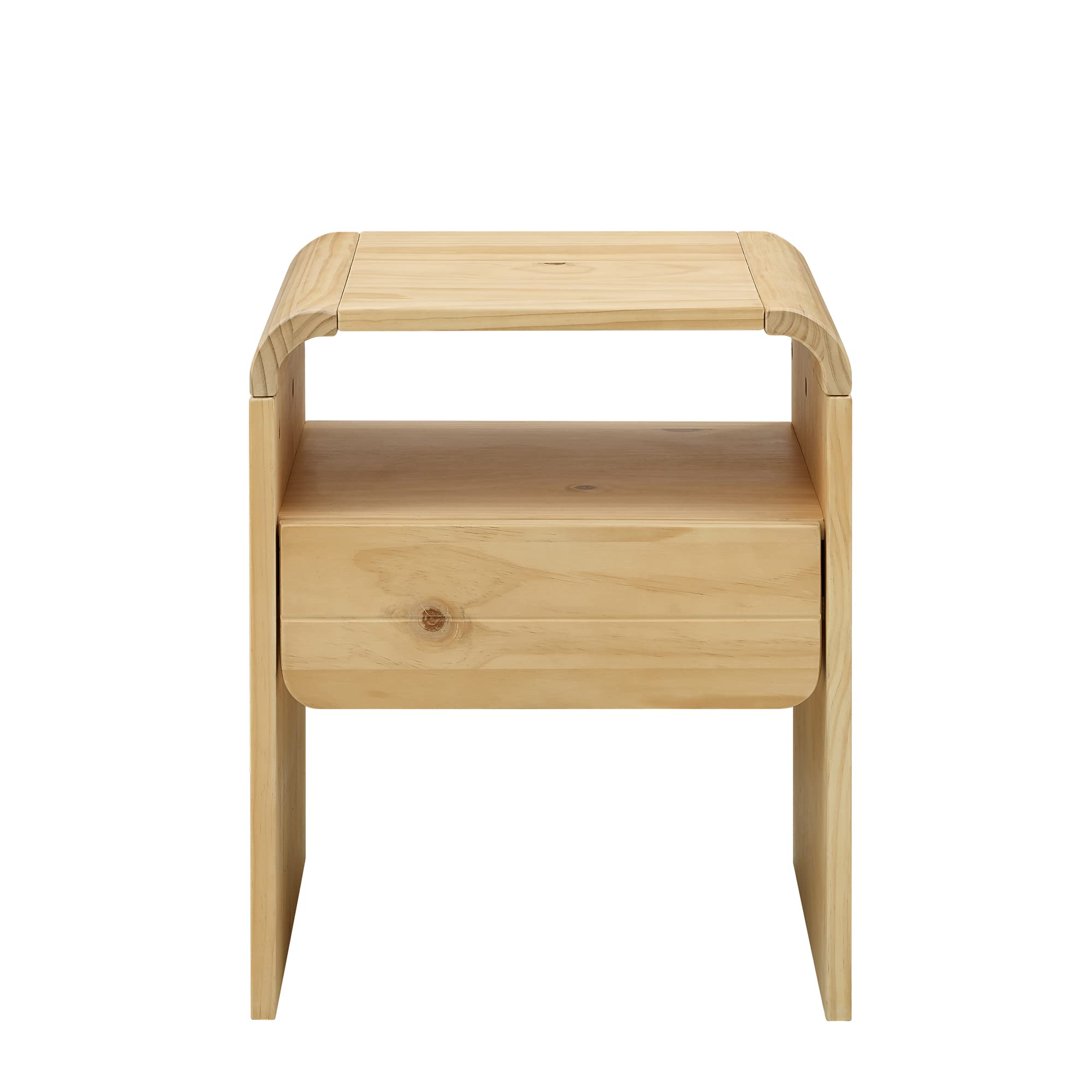MUSEHOMEINC Modern Solid Wood Nightstand/End Table with for Bedroom,Bedside Furniture with One Storage Drawer and Open Shelf,Modern End Tables Organizer for Living Room/Hallway/Entryway