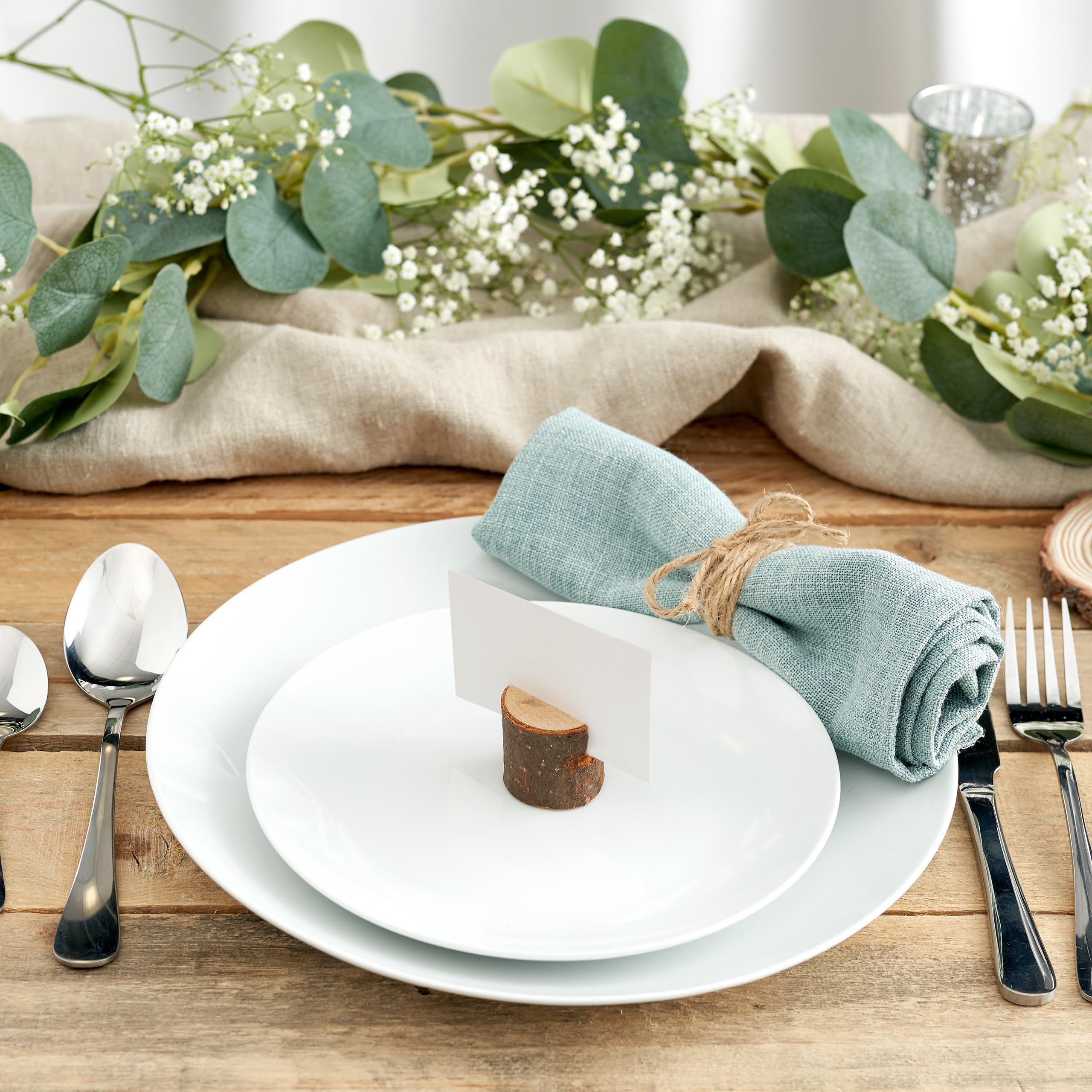 THE TWIDDLERS 50 Rustic Wood Place Card Holders with 50 White Table Name Cards 3.5 x 2 - Reserved Seating for Wedding, Party Buffet, Banquet, Dinner, Food Labels