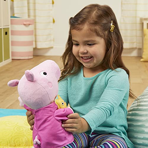 Peppa Pig Peppa’s Bedtime Lullabies Singing Plush Doll, 11 Inch Interactive Stuffed Animal, Preschool Toys for 18 Month Year Old Girls and Boys and Up, with Teddy Bear Accessory