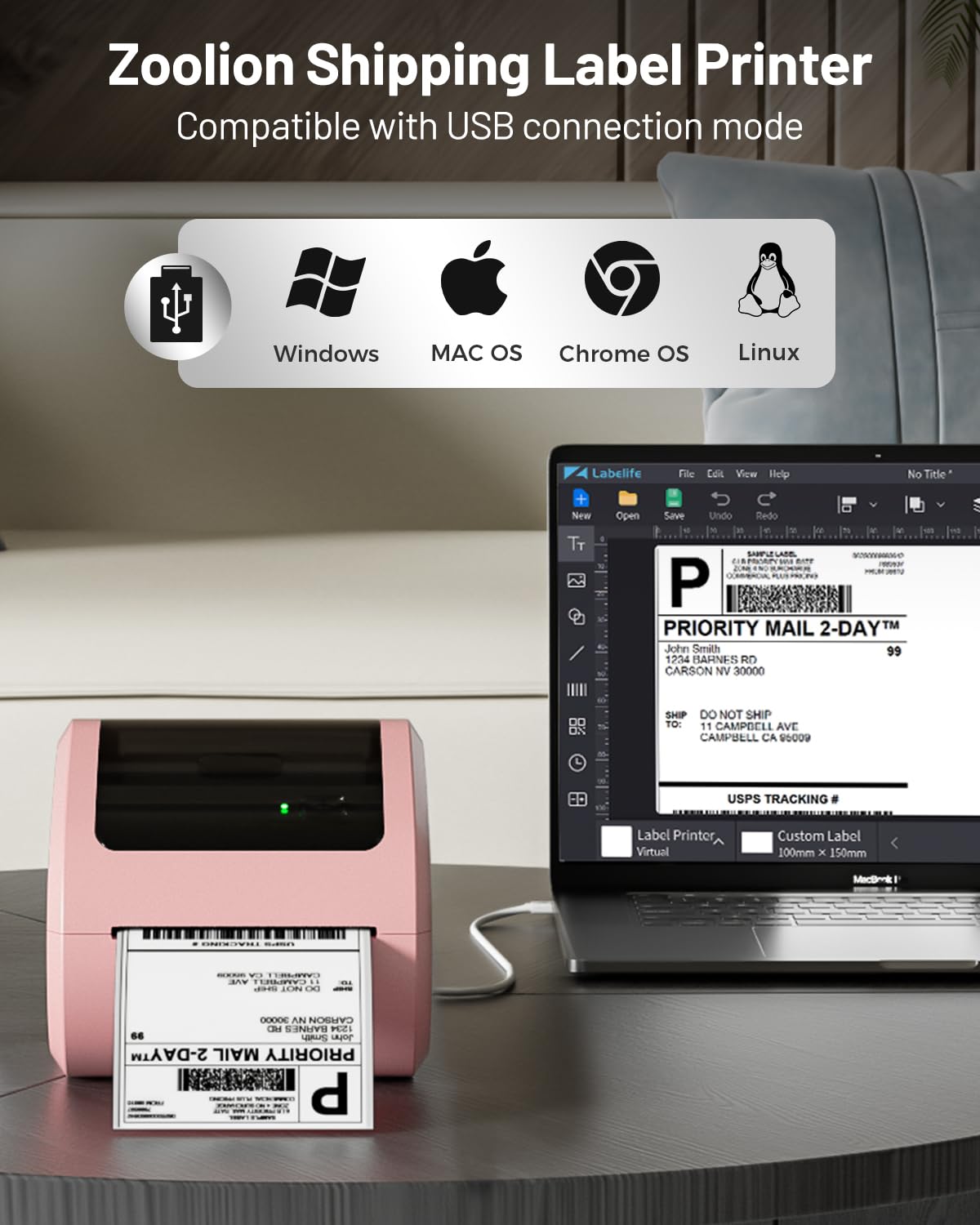 Bluetooth Shipping Label Printer for Small Business & Home Use, Thermal Printer Supports 4x6 Inch Thermal Labels, Compatible with Phones & Laptops. Label Printer for USPS Esty eBay Shopify UPS Amazon