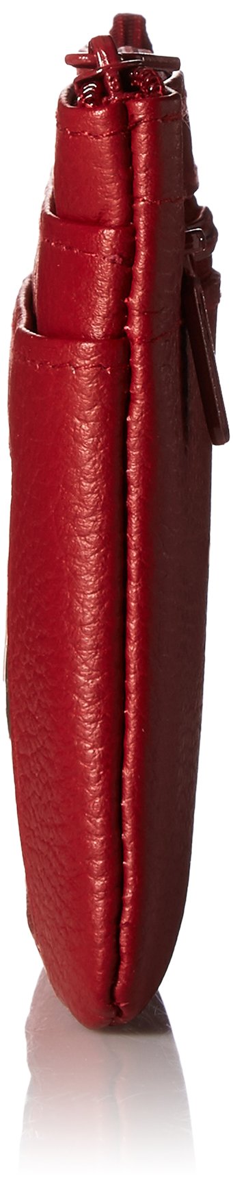 Buxton Large Leather ID Coin/Card Case Wallet, Rfid Blocking, Dark Red, One Size