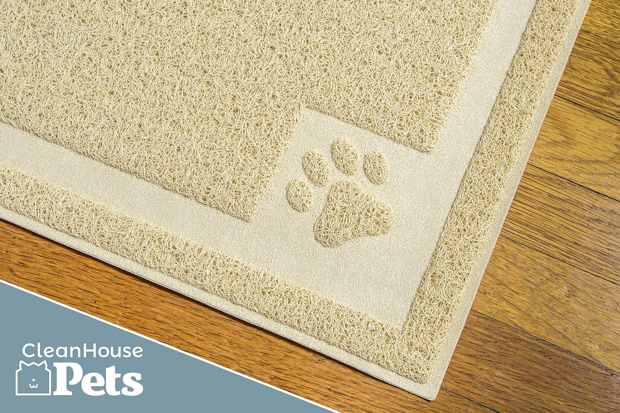 Cat Litter Mat by CleanHouse Pets (XL Size: 36"x24") - Non-Slip, Durable, Easy to Clean, Water Resistant - Eliminates Litter Tracking, Soft on Kitty Paws, Scatter Control, Covered Litter Box Mat