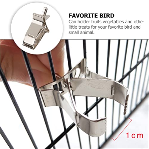 Ipetboom Bird Fruit Clips Bird Cage Food Holder Clips 4pcs Stainless Steel Parrot Fruit Vegetable Clips Bird Cage Feeder Clip for Budgie Parakeet Cockatoo Macaw Cockatiel Conure