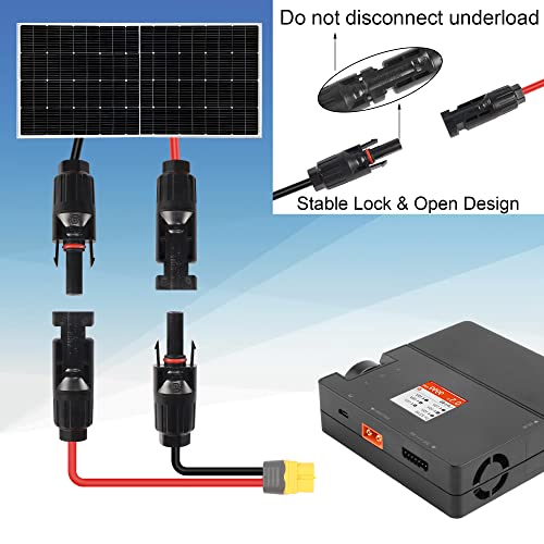 GELRHONR 4.9FT 12AWG Solar Connector to XT60 Female Extension Cable for Solar Panel RV Portable Power Station Solar Generator-1.5M 4.9Ft