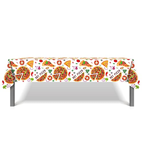 CC HOME 1 Pack Pizza Party Plastic Tablecloth 54 x 87 Inch Long Rectangular Table Cover for Buffet,Birthday Party Holiday Dinner,Picnic or Tablecloth for Kitchen Event Use