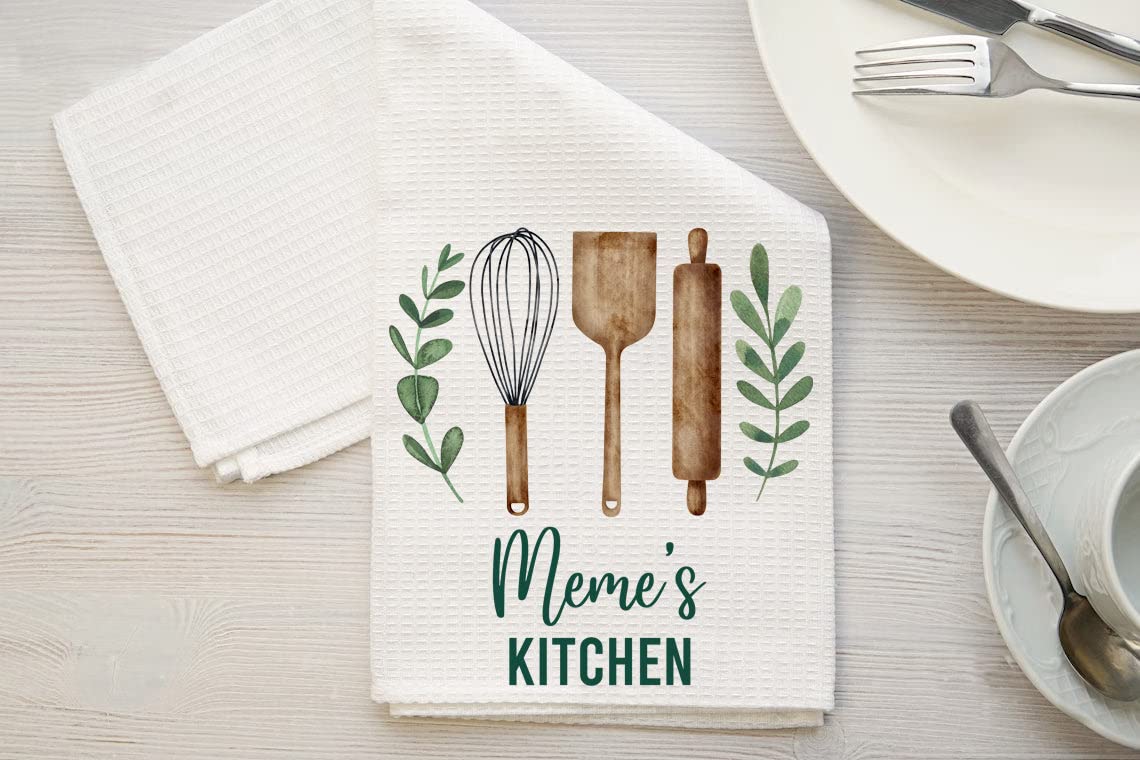 DiandDesignGift Meme's Kitchen Towel - Tea Towel Kitchen Decor - Meme's Kitchen Soft and Absorbent Kitchen Tea Towel - Decorations House Towel - Kitchen Dish Towel Meme's Birthday Gift