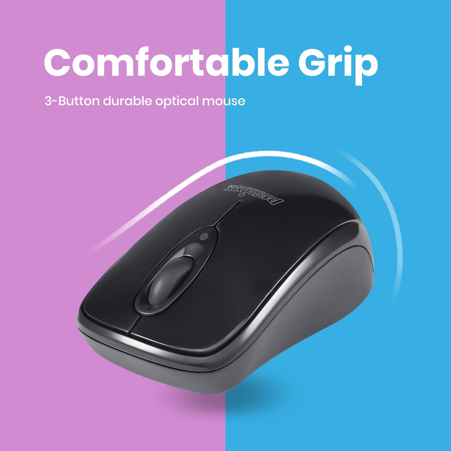 Perixx Periduo-707 Wireless Mini Keyboard and Mouse Set, Piano Black, US English Layout, 10900