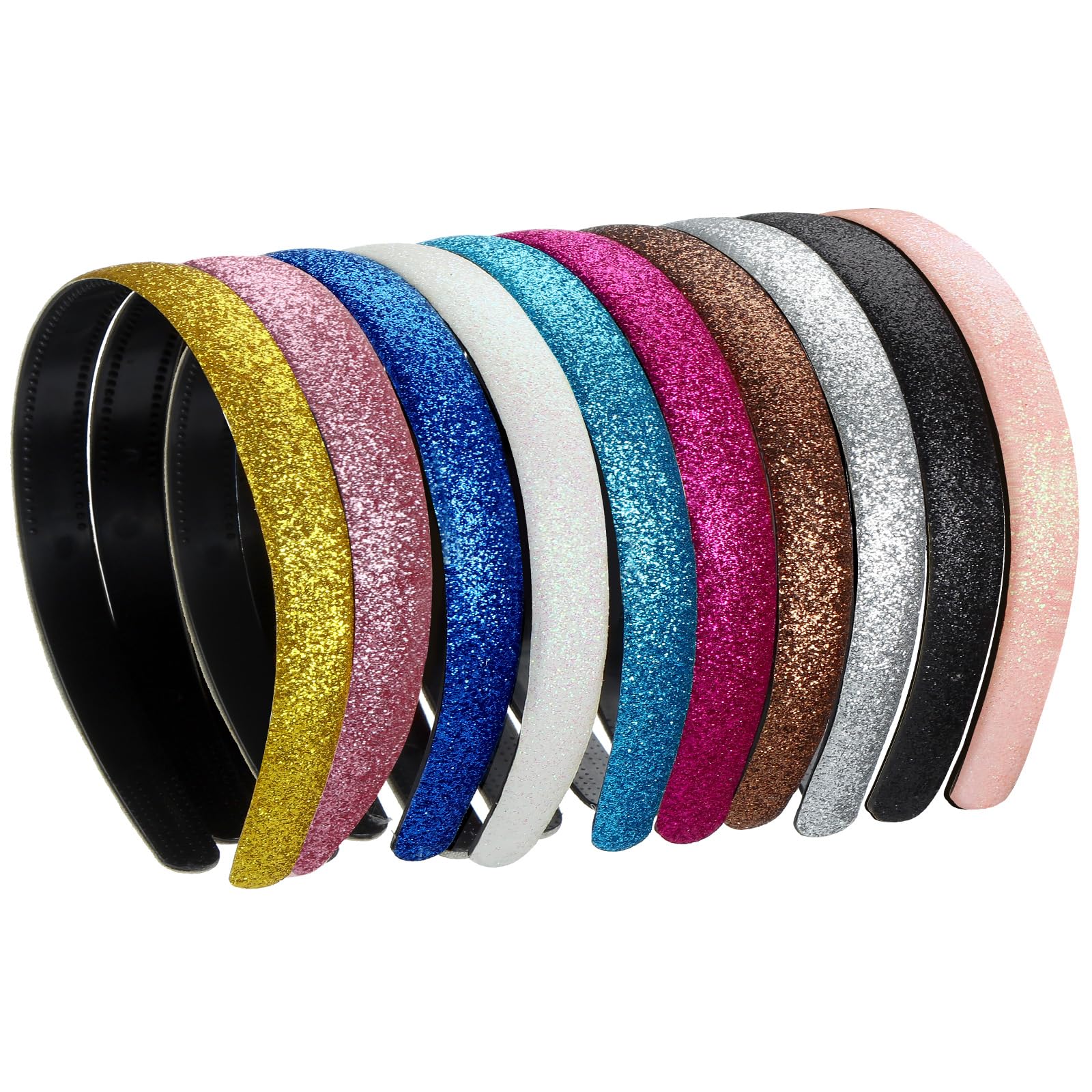 Blulu 10 Pieces Glitter Plastic Headbands Sparkly Colorful Fashion Hair Hoop Hairbands with Teeth Multiplecolor Glitter Hair Accessories Non Slip Head Band for Girls Women Kids 5.12 x 5.12 x 0.51 Inch