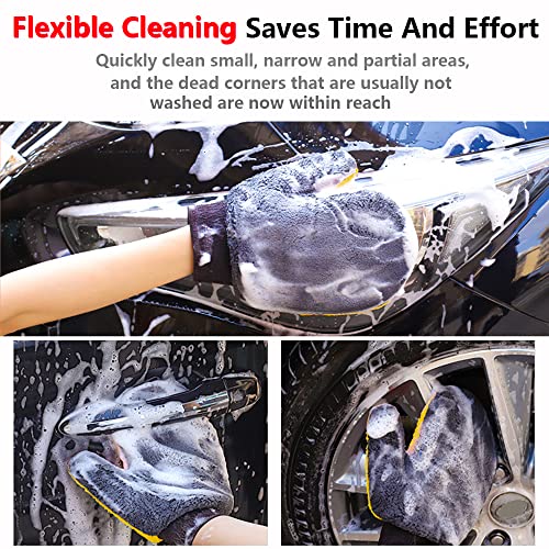 Rotkeym Car Wash Mitt,Premium Thick Coral Fleece Washing Gloves, Holds Tons of Sudsy Water for Effective Washing, Machine Washable, Lint Free, Scratch Free