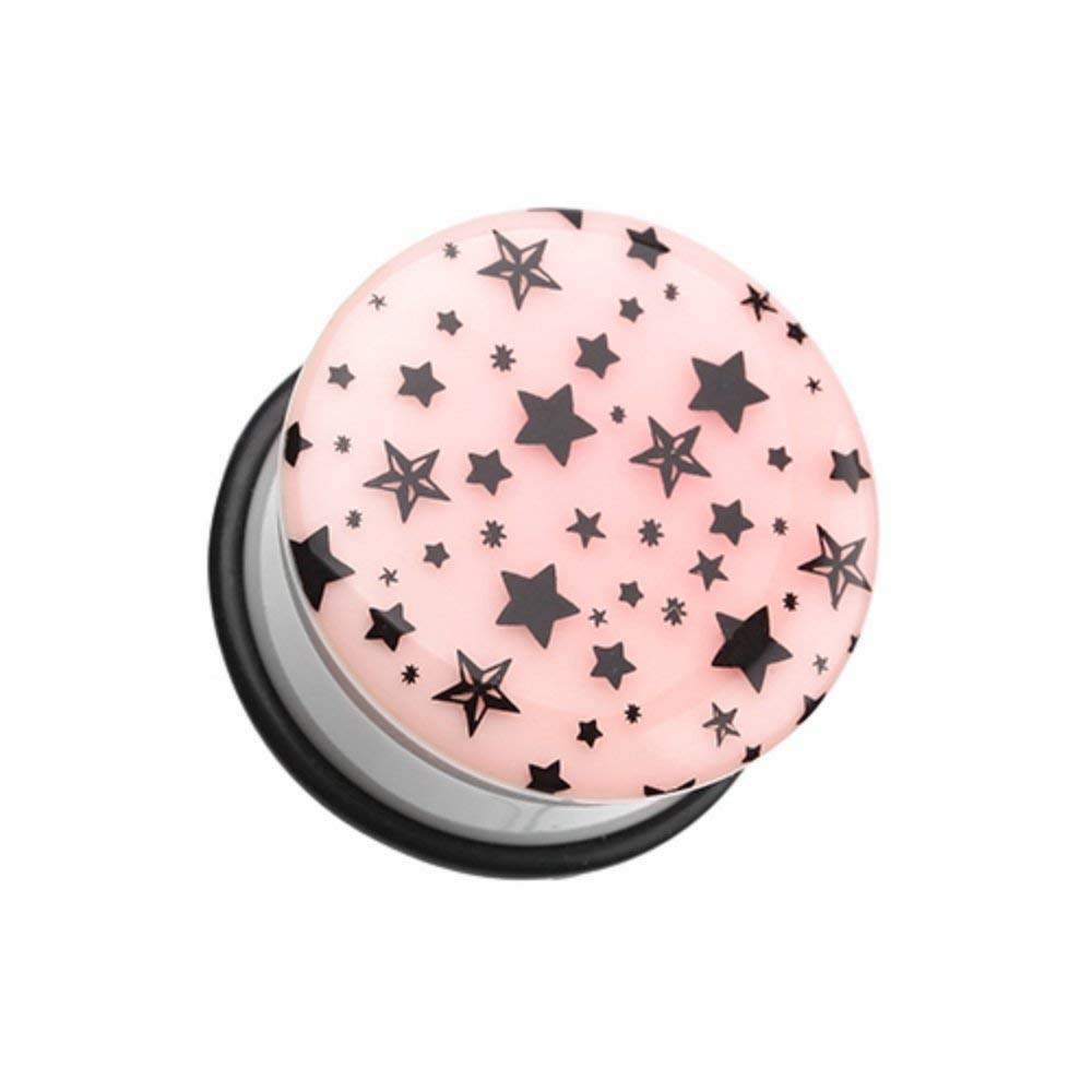 Covet Jewelry Glow in The Dark Multi Star Single Flared Ear Gauge Plug (7/8" (22mm))