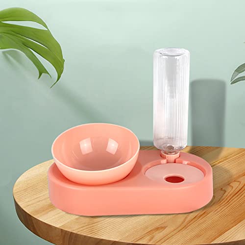 Raised Cat Bowls with Automatic Water Dispenser Bottle, Elevated 0°-15°Adjustable Tilted Pet Food Water Feeder Bowls Stress-Free Suit for Cats Dogs