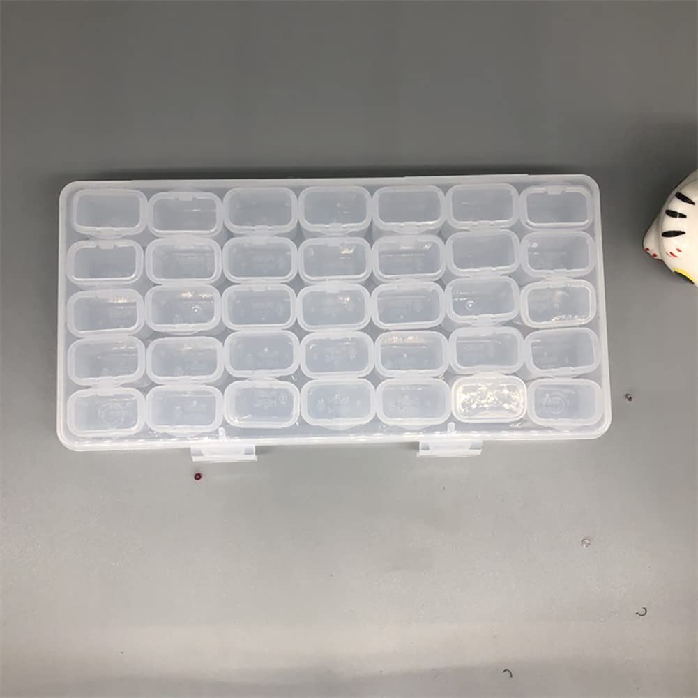 GSHLLO 35 Grids Clear Plastic Bead Storage Boxes Diamond Painting Drill Containers Embroidery Bead Storage Case Stackable Jewelry Tackle Box Organizer