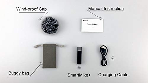 SabineTek SmartMike+ - Rechargeable Wireless Bluetooth Microphone, Hands-Free w/Noise Cancellation, Compatible w/GoPro, Canon Camera, iPhone/Android - Perfect for Vlogging & Interviewing (White)