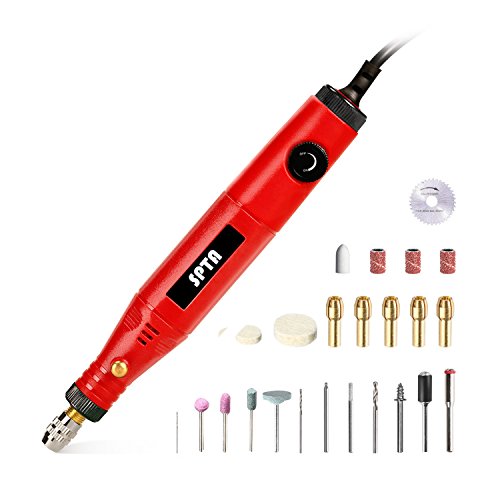 Electric Rotary Tool Kit, SPTA Mini Electric Grinder Set Mini Handle Electric Drill Grinding Engraving Pen Milling Trimming Polishing Drilling Cutting Engraving Tool 33Pcs Kit