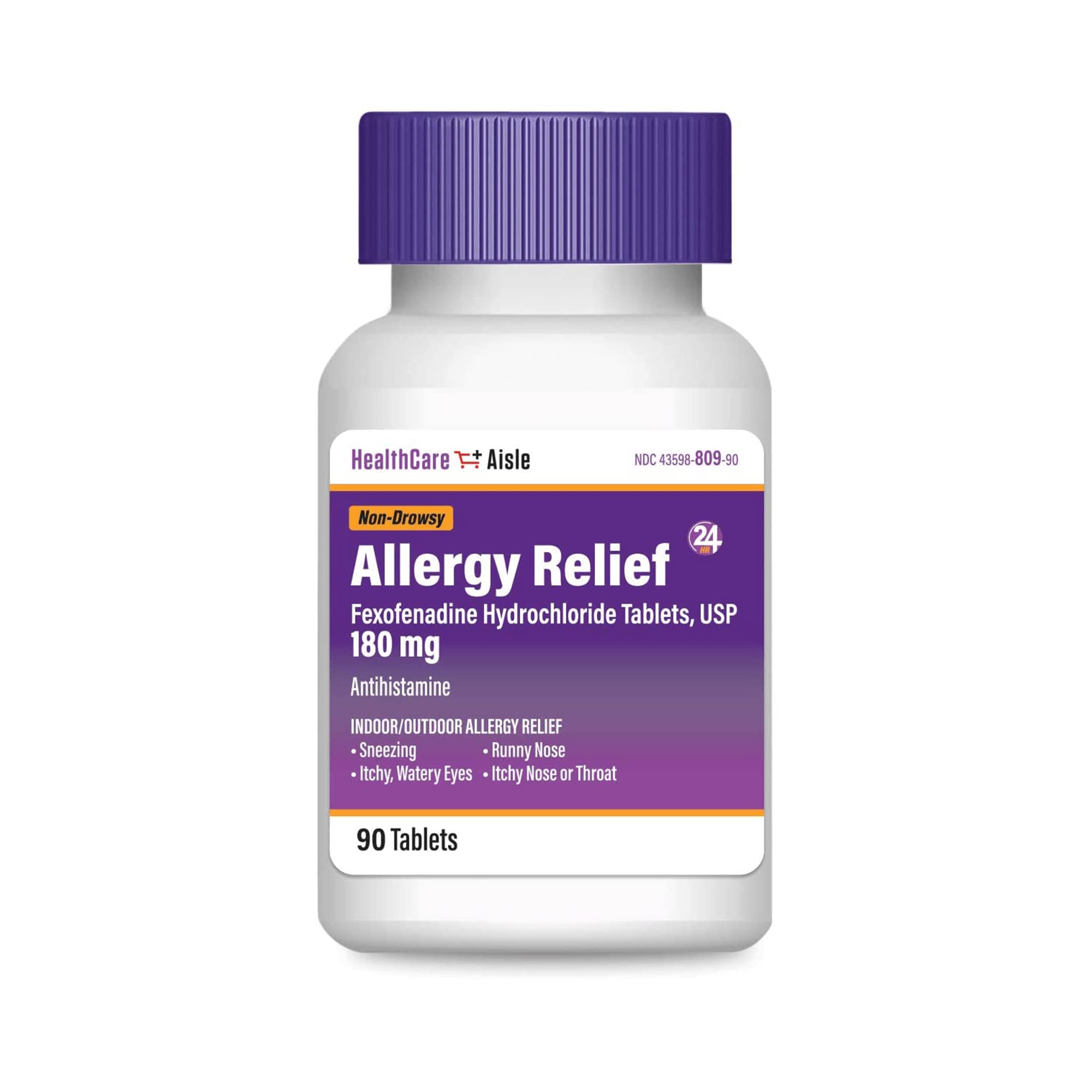HealthCareAisle Allergy Relief - Fexofenadine Hydrochloride Tablets USP, 180 mg β 90 Tablets β Allergy Medication, Non-Drowsy 24-Hour Allergy Relief
