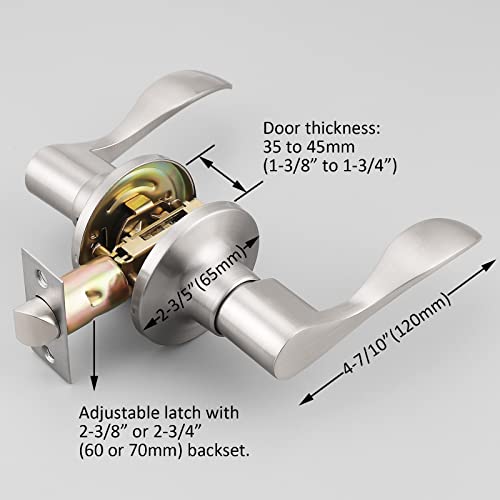 GOBEKOR 6 Pack Passage Lever Door Handle Brushed Nickel Wave Door Levers Interior Door Handles for Closet Keyless Indoor Door Locks