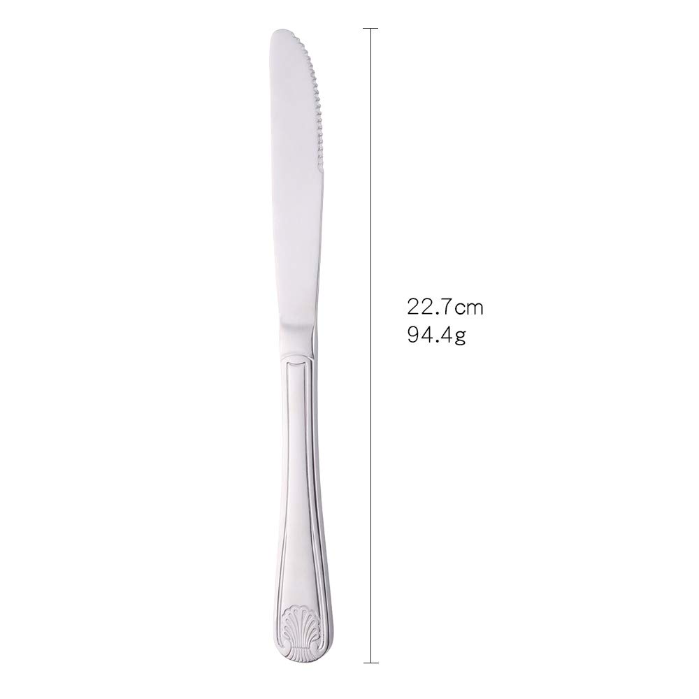 Dinner Knives Shell Pattern Table Knife 8.94 Inch Stainless Steel Flatware Set for Restaurant/Catering, BUY&USE Commercial Quality Silverware Pack of 12