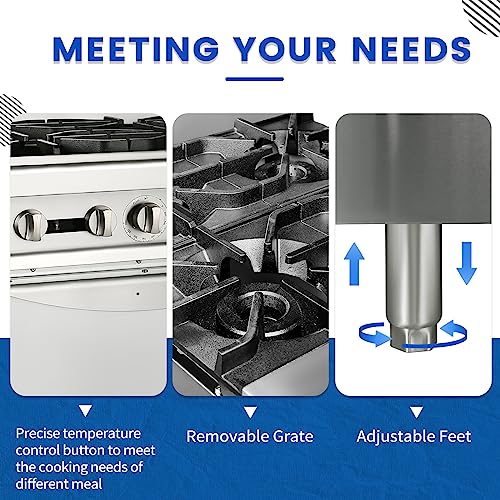 WMAOT 36" Commercial Range with 2 Burner 4.8 Cu.Ft Electric Oven 24" Griddle 35000 BTU Manual Natural Gas Range for Commercial Kitchen Restuarant Bar