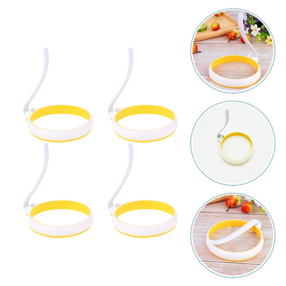 PRETYZOOM 4pcs Silicone Egg Ring, 5 Inches Profession Egg Ring Set, Nonstick Egg Rings With Handle Fried Egg Ring for Omelette, Pancake, Kitchen Cooking Tool
