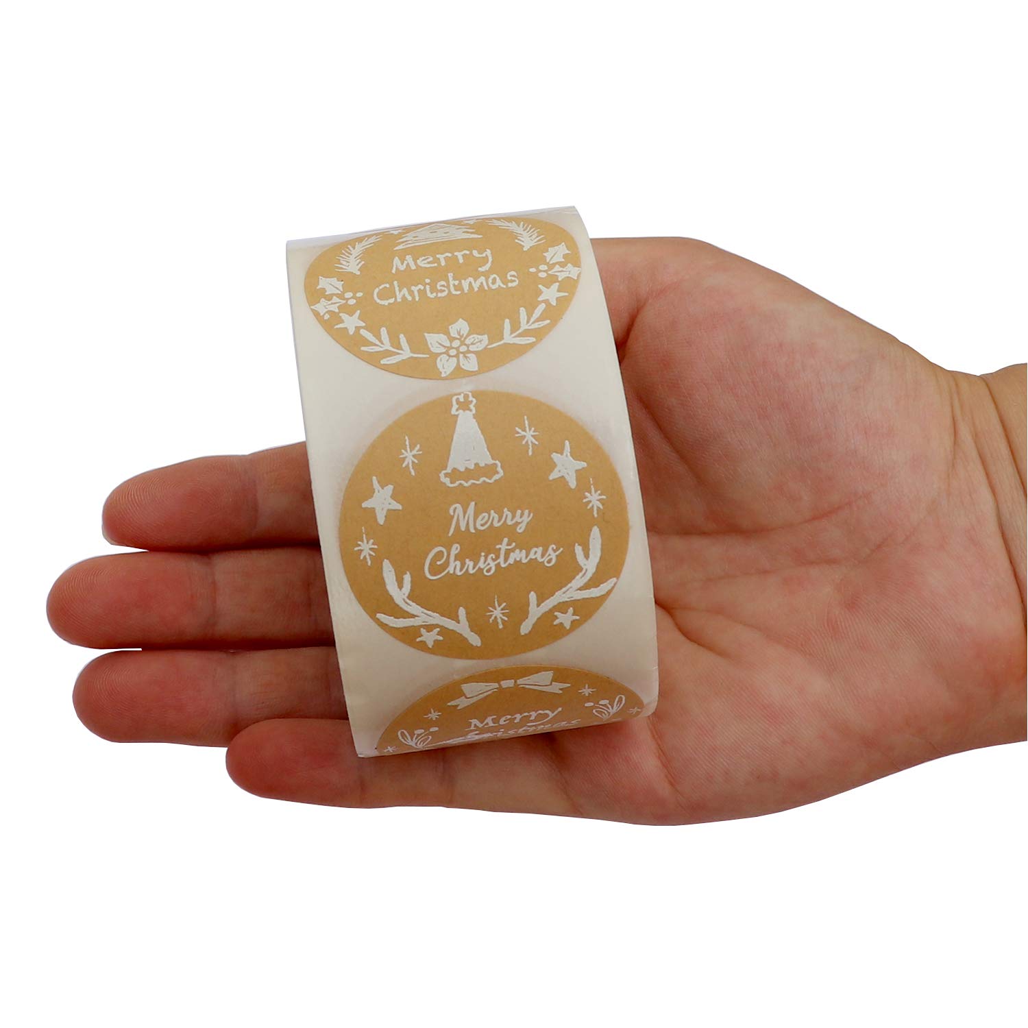 Christmas Stickers Roll, 1.5" Diameter Round Winter Holiday Labels for Greeting Envelopes Gift Bags Wrapping Decoration