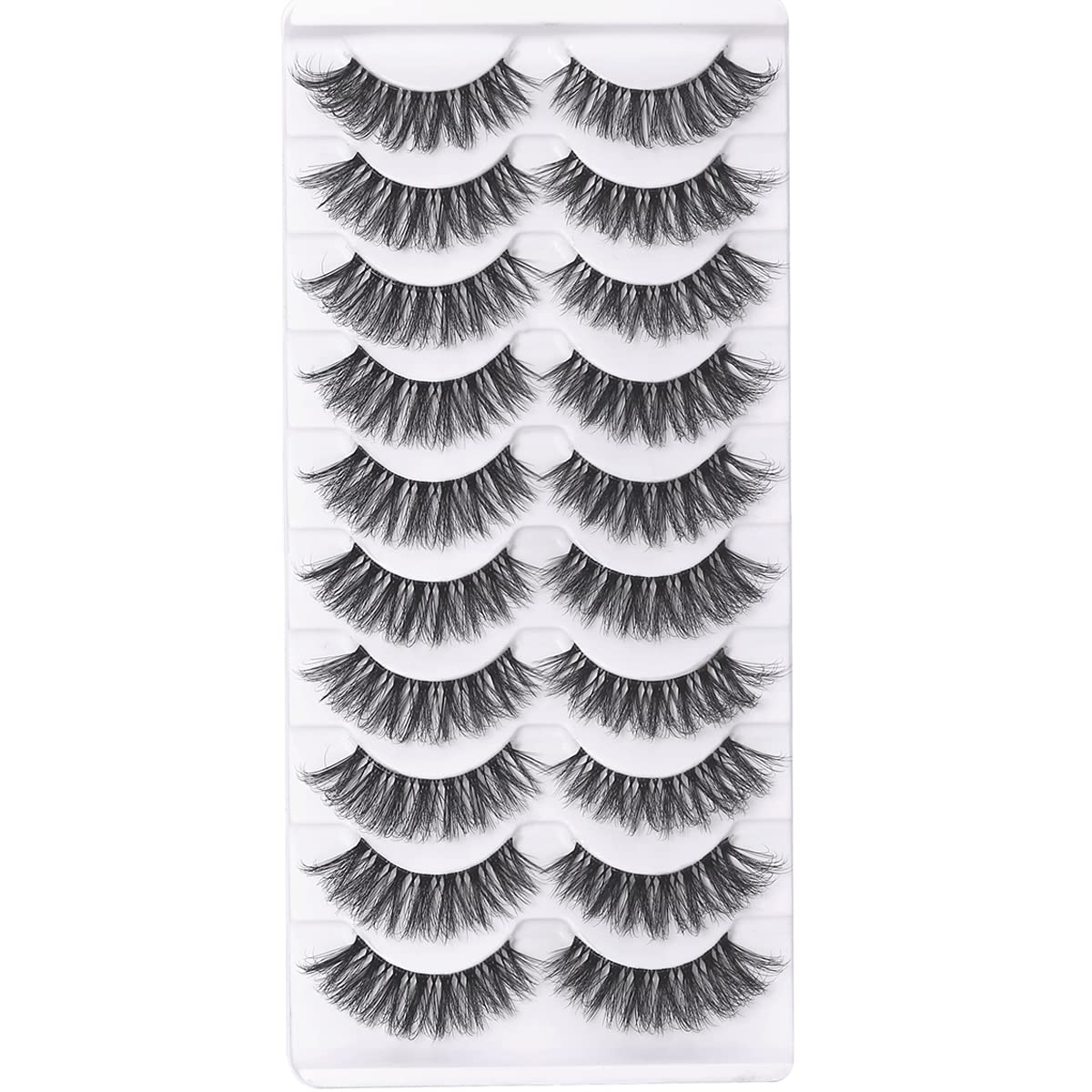EXTENIFY Russian Strip Lashes Cat Eye Lashes Fluffy Faux Mink Clear Band, Long Dramatic Strip Lashes that Look Like Extensions, False Eyelashes Kit-10 Pairs (TE-04)