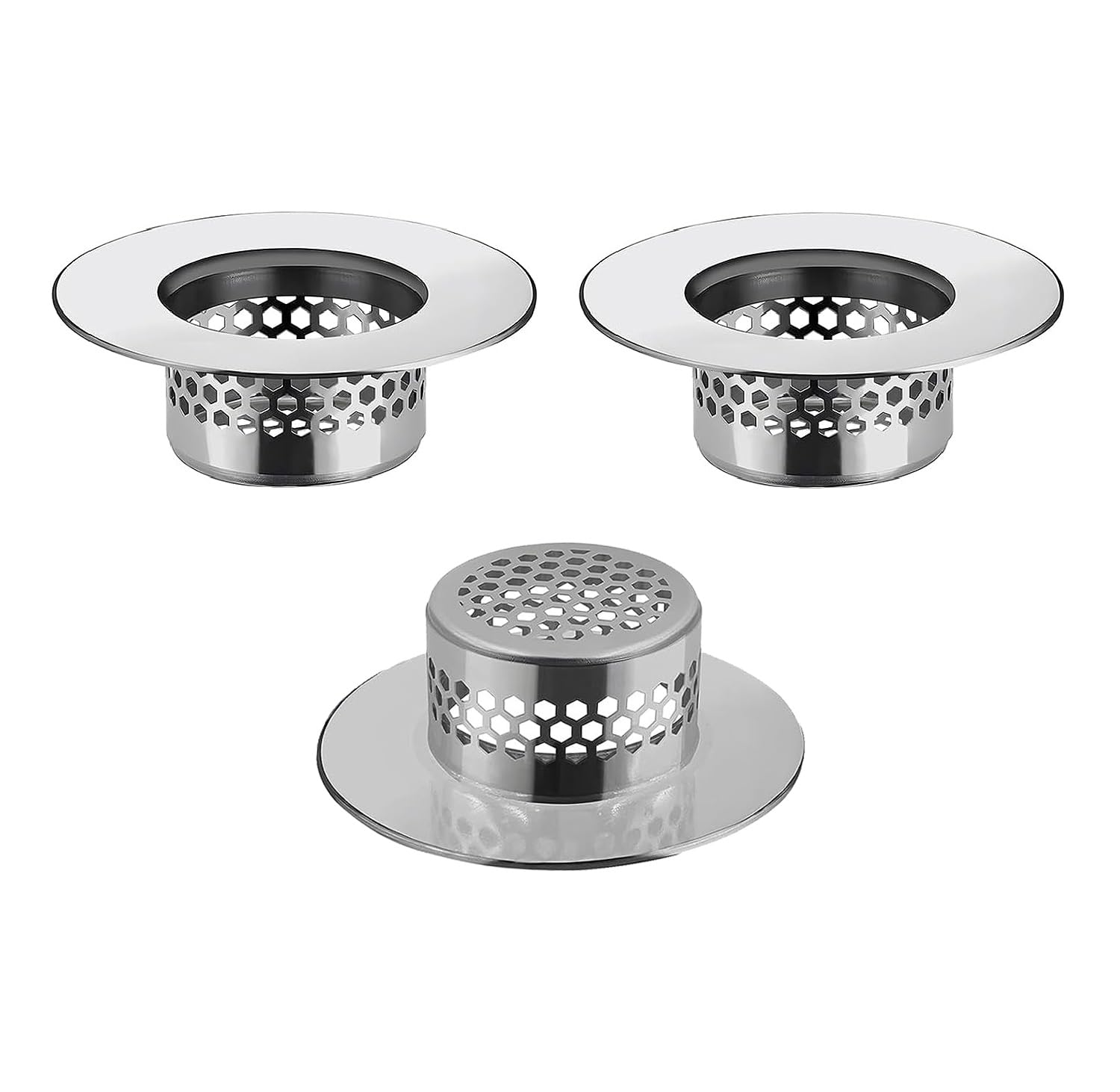 CNSZNAT Bathroom Sink Strainer (3 Pack), Bathtub Drain Cover Lavatory Sink Drain Strainer Hair Catcher for Laundry Utility RV Sink, Stainless Steel Drain Filter. Fit Hole Size from 1.25" to 1.60"