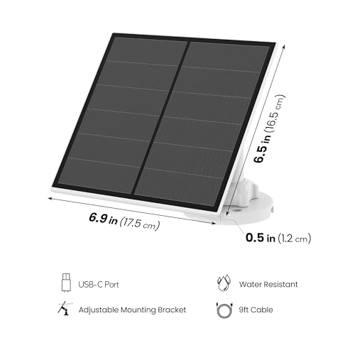 Feit Electric Solar Panel Continuous Charger Panel/SOL/CAM Compatible Feit Electric Smart Outdoor Camera CAM/WM/WiFi/BAT, 9ft Cord, Micro-USB, Adjustable Mounting Bracket