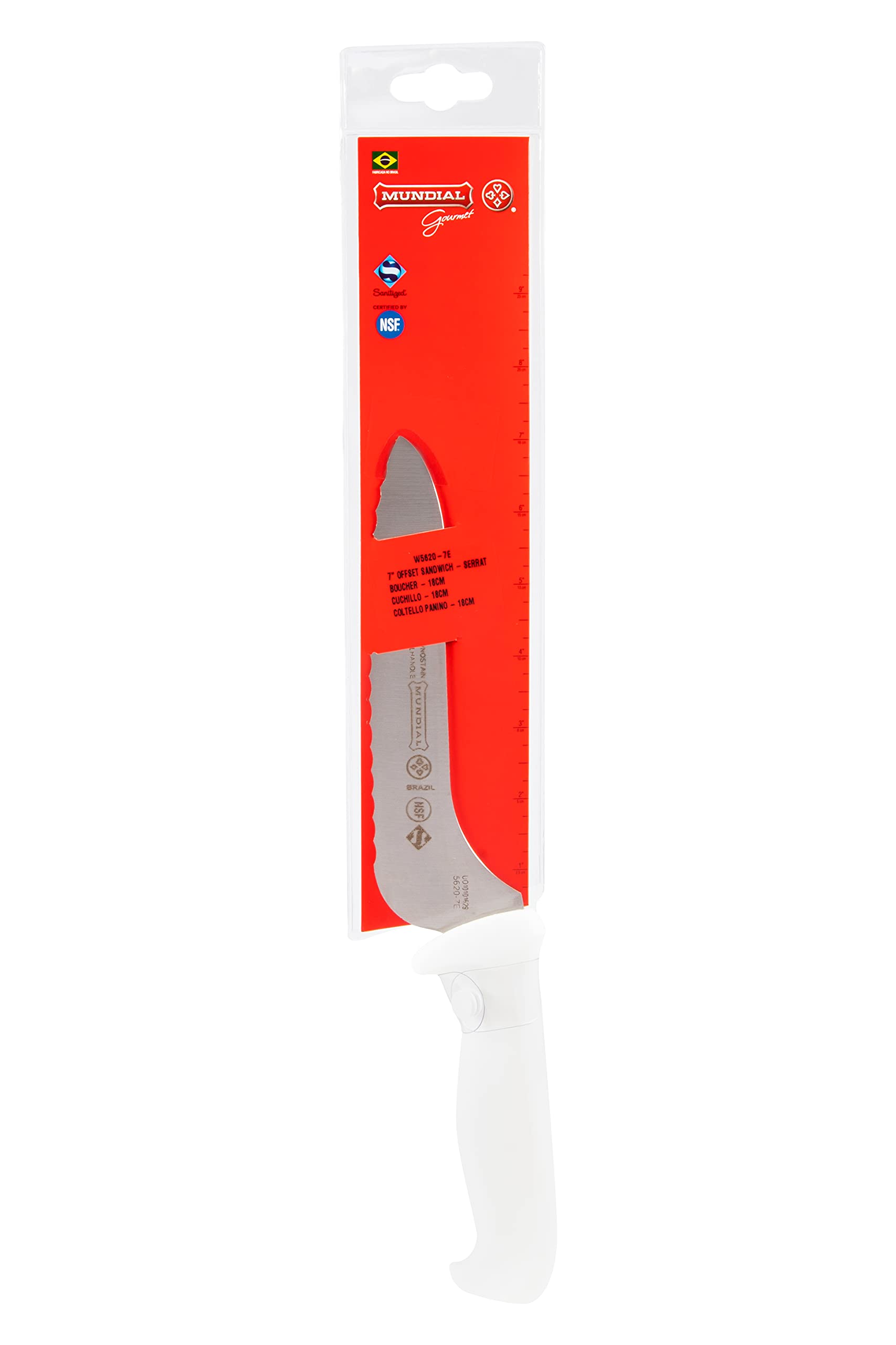 Mundial Offset- Serrated Edge Sandwich Knife, White, 9-Inch